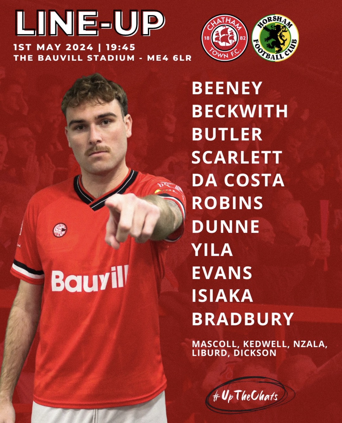Chatham Town v Horsham – Wednesday 1st May 2024 – The Bauvill Stadium ...